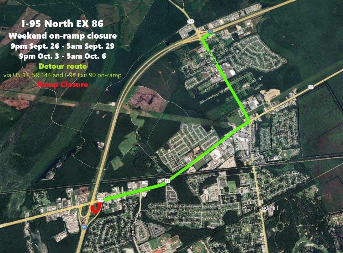 GDOT: I-95 ramp closure starts this weekend - Bryan County News
